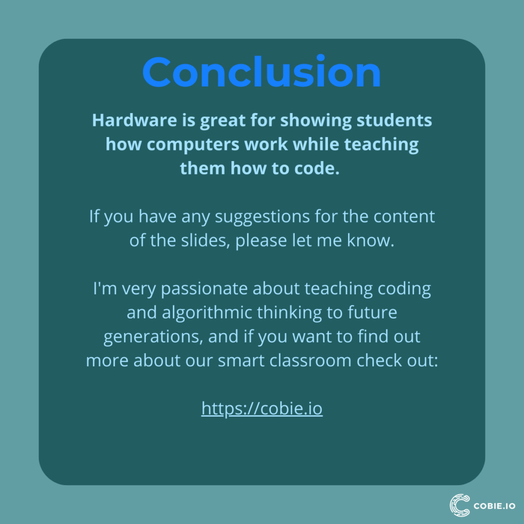 Hardware for teaching kids how to code - Cobie AI Hardware for teaching kids how to code - Cobie AI